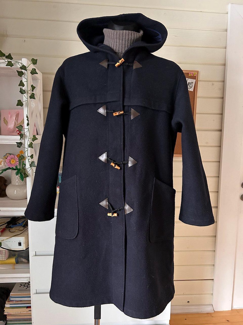 Vintage French Wool Blend Duffle Coat for Men, Classic Toggle Coat ...