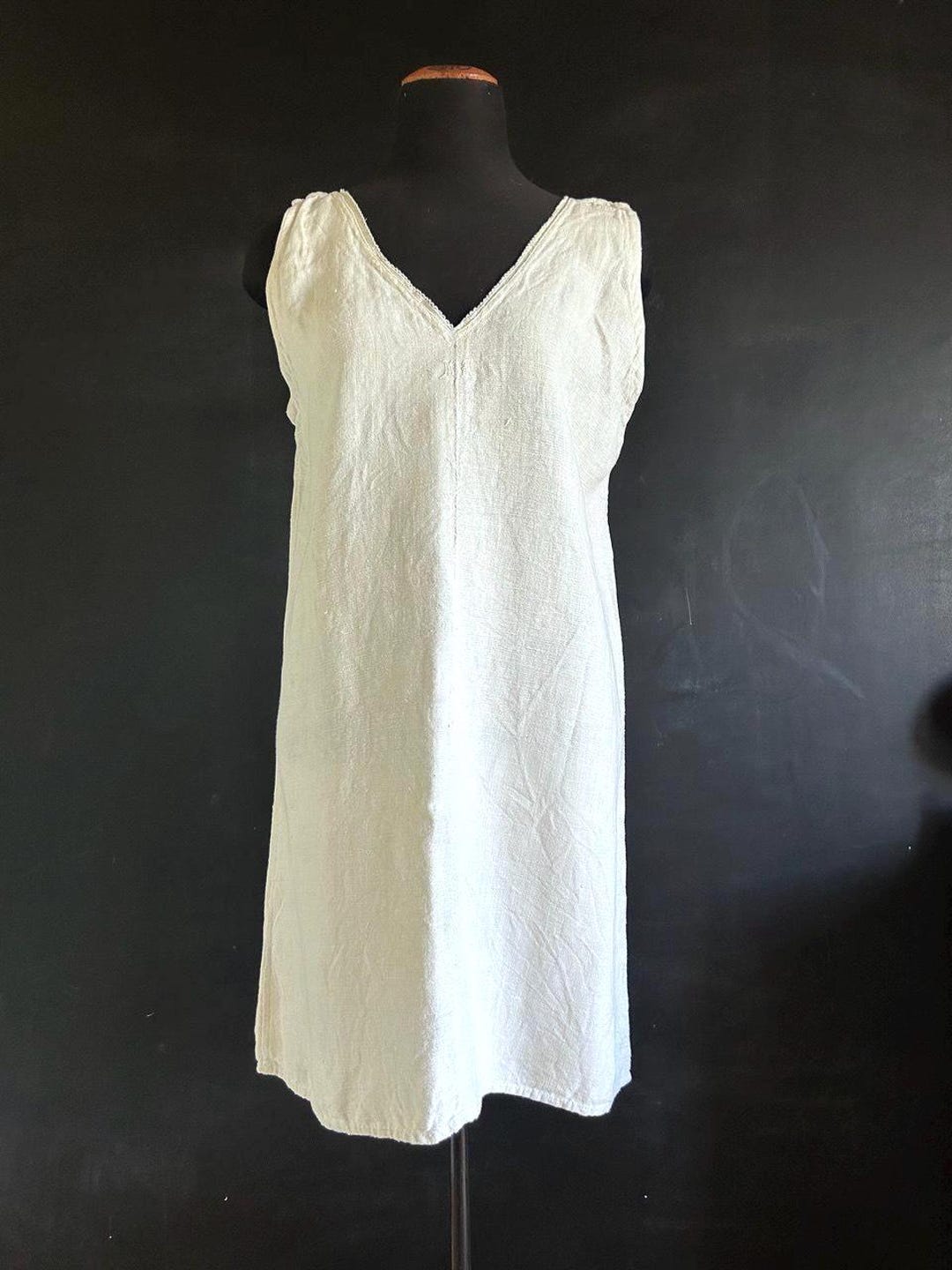 Vtg Rustic Linen Nightgown Lace Monogram Summer Dress - Etsy
