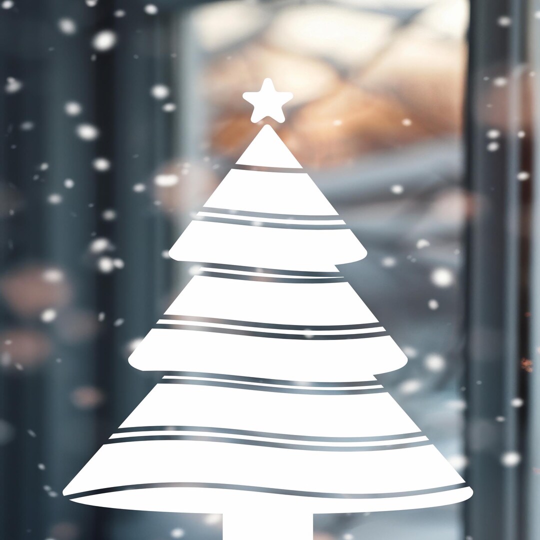 Swirly Christmas Tree Vinyl Decal: Holiday Window Decoration - Etsy