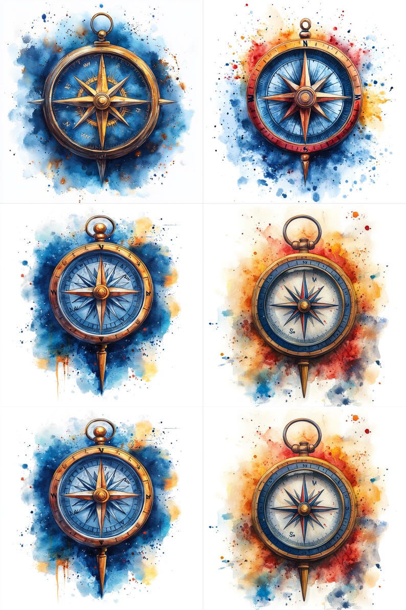 Compass Clipart - Etsy