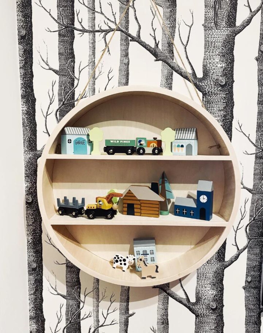 Big Round Shelf Wooden Circle Wall Shelf, Perfect for a Baby or Kids ...