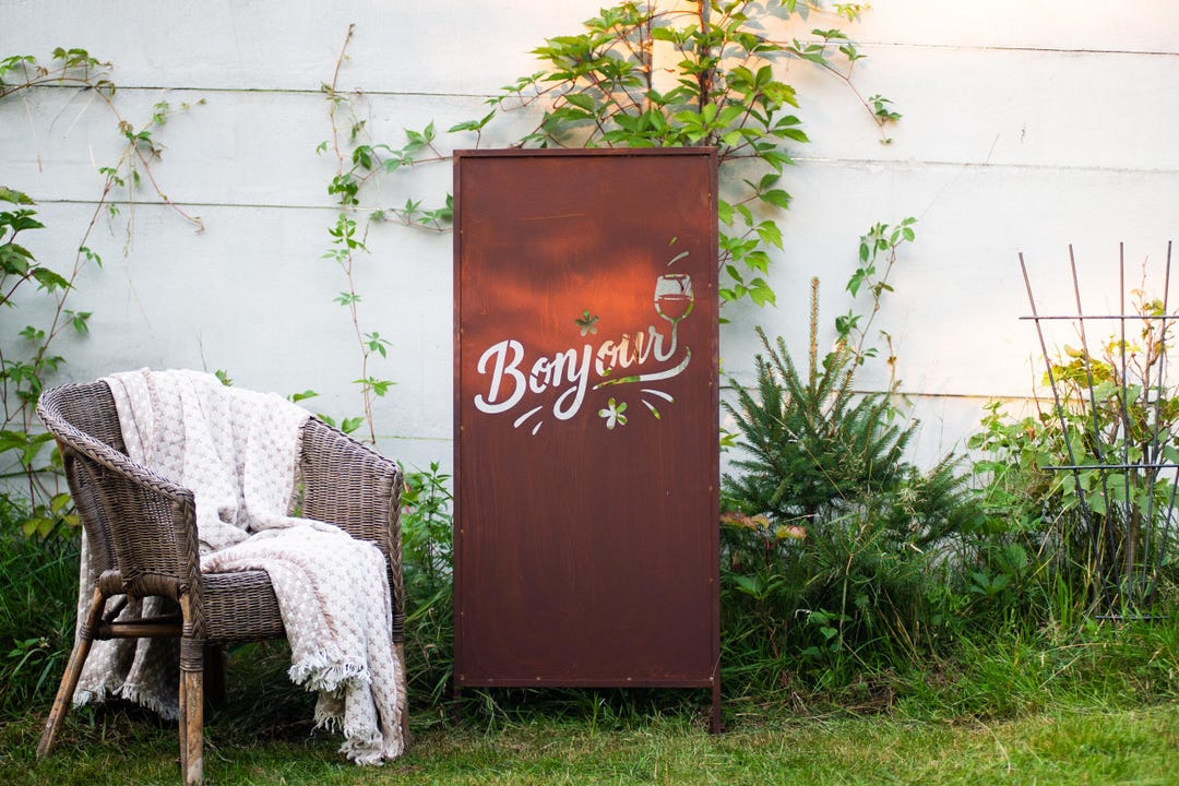 Rustic Metal Garden Screen – Corten Effect Steel Privacy Panel "bonjour ...