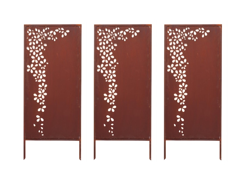Rustic Metal Garden Screen – Effect Corten Steel Privacy Panel With ...