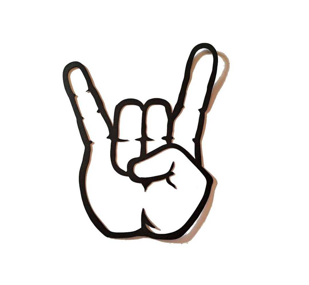 American Rock Hand hell Yea Metal Art Black Laser Cut Steel Wall Decor ...