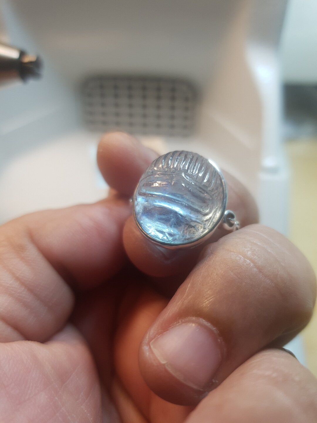 Huge Natural Aquamarine Scarab Carving Ring, Hand Carved Aquamarine ...