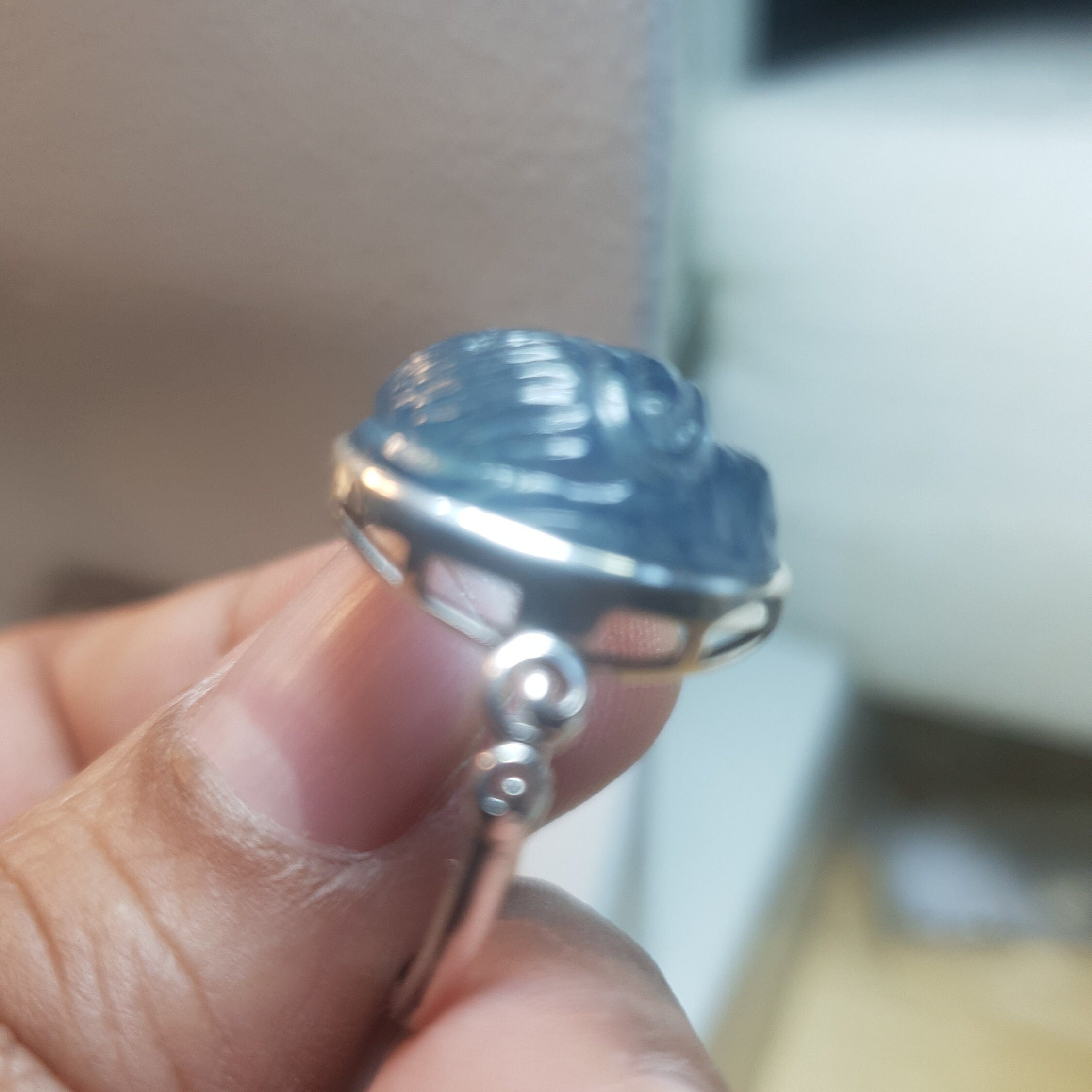 Huge Natural Aquamarine Scarab Carving Ring, Hand Carved Aquamarine ...