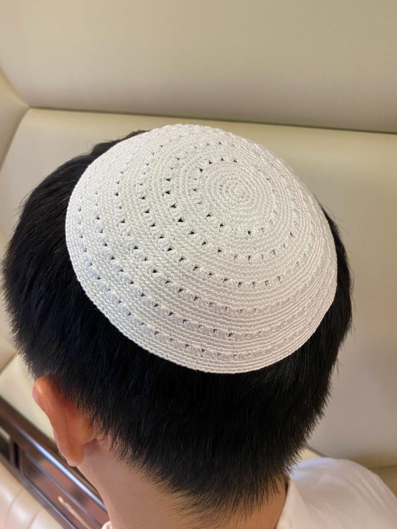 Fancy White Kippah | 12-20cm | DMC Cotton | 100% Hand Crocheted - Etsy