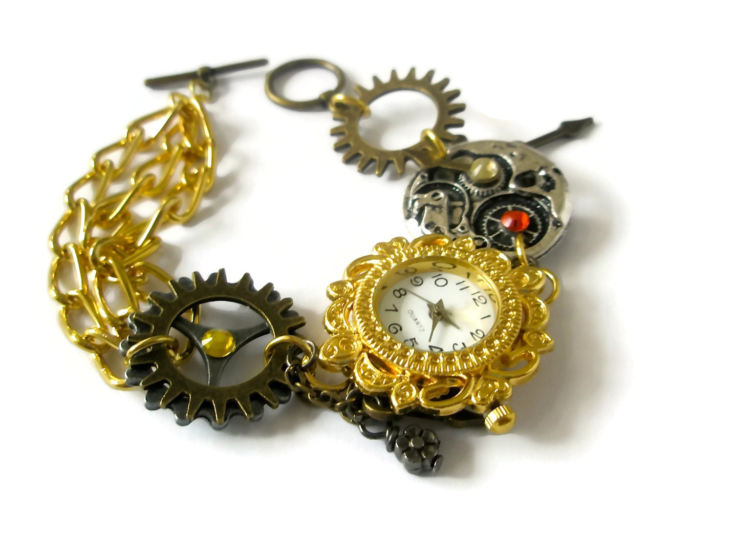 Bracelet Steampunk Watch Jewelry Cogs Hands Gears Charms | Etsy