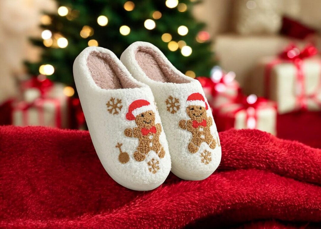 Cozy Ginger Bread Man Slippers, Christmas Winter Slippers. Slipper for ...