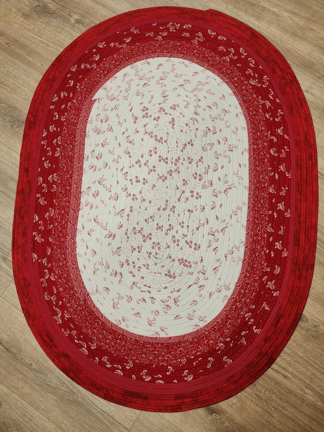 Red and White Jelly Roll Rug - Etsy