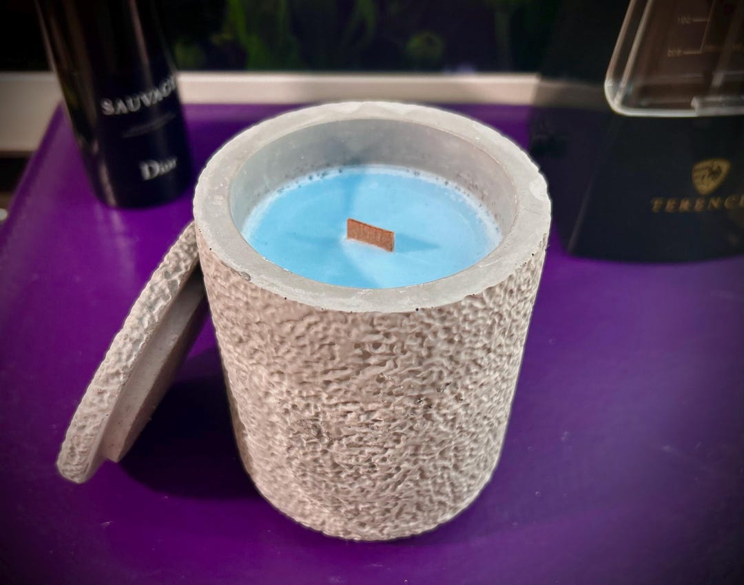 Textured Cement Vessel With Caramel Scent. Single Cotton Wick. - Etsy