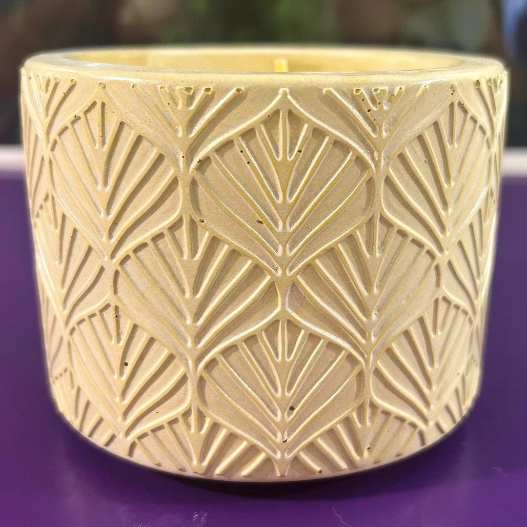 Large Leaf Patterned Concrete Vessel, With sunshine Scent-lemon and Tea ...