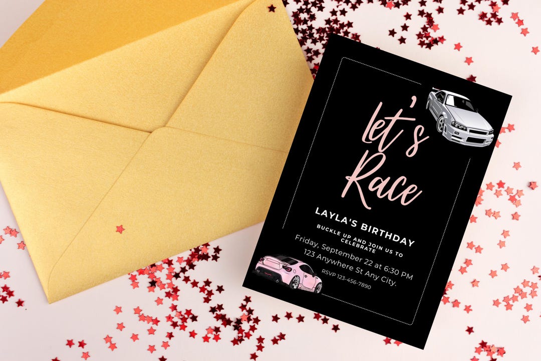 Car/racing/automotive/jdm Themed Birthday Invitation Template for Girls ...