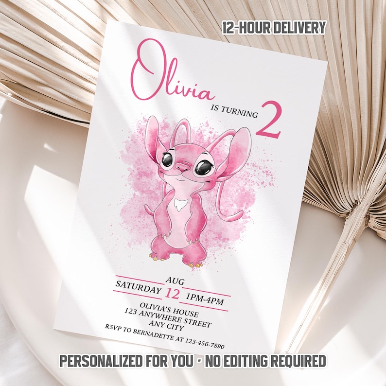 Angel Stitch Birthday Invitation | Custom Digital Birthday Invite ...