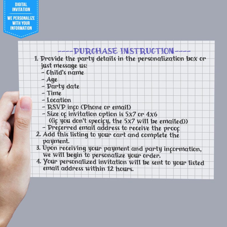 Personalized Digital Birthday Invitation | Printable Kids Party Invite ...