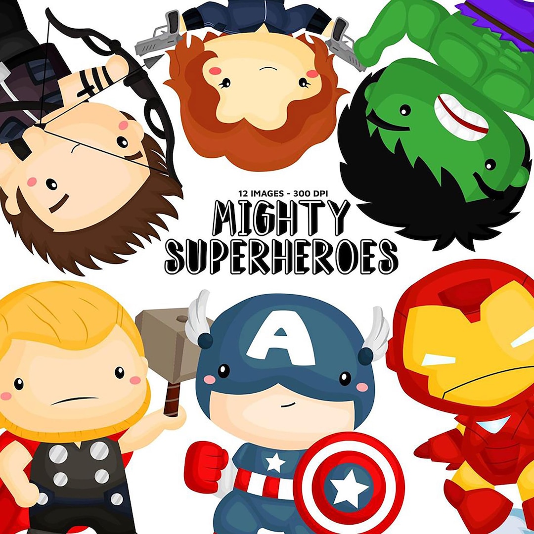 Superheroes Clipart PNG Bundle, Watercolor Cute Superheroes PNG Designs ...