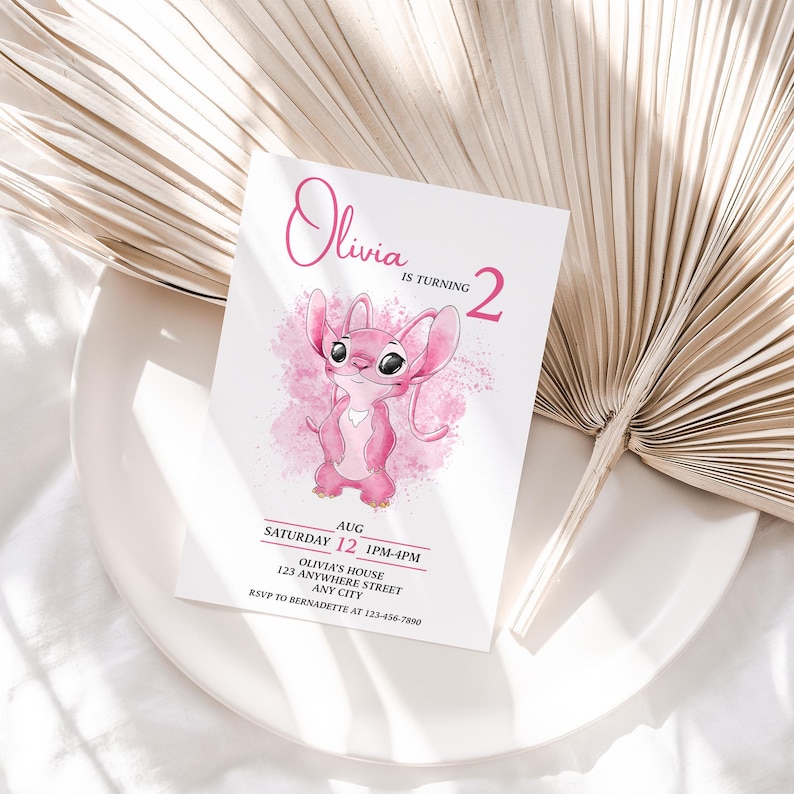 Angel Stitch Birthday Invitation | Custom Digital Birthday Invite ...