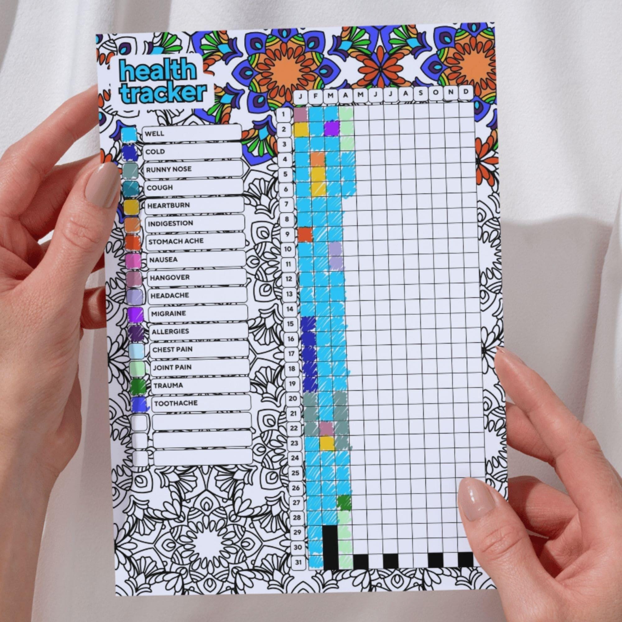 Printable Health Tracker: Symptom & Wellness Log, Coloring Page (A4, A5 ...