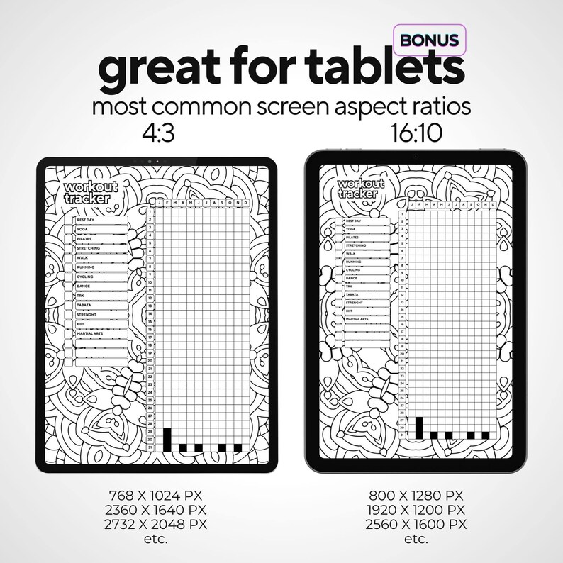 Workout Tracker, Printable Coloring Page, Yearly Workout Journal ...