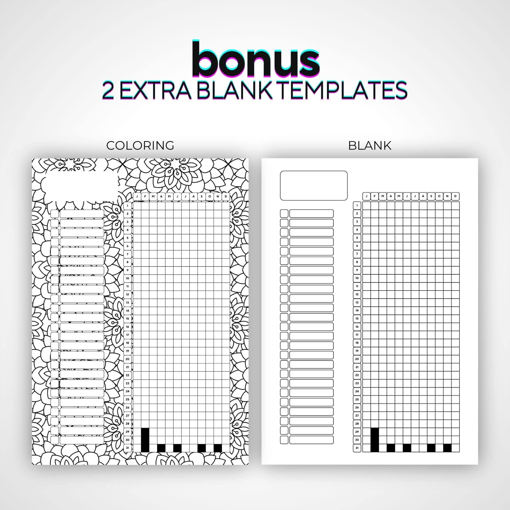 Year in Pixels Tracker, Printable Coloring Page, Daily Mood Journal ...