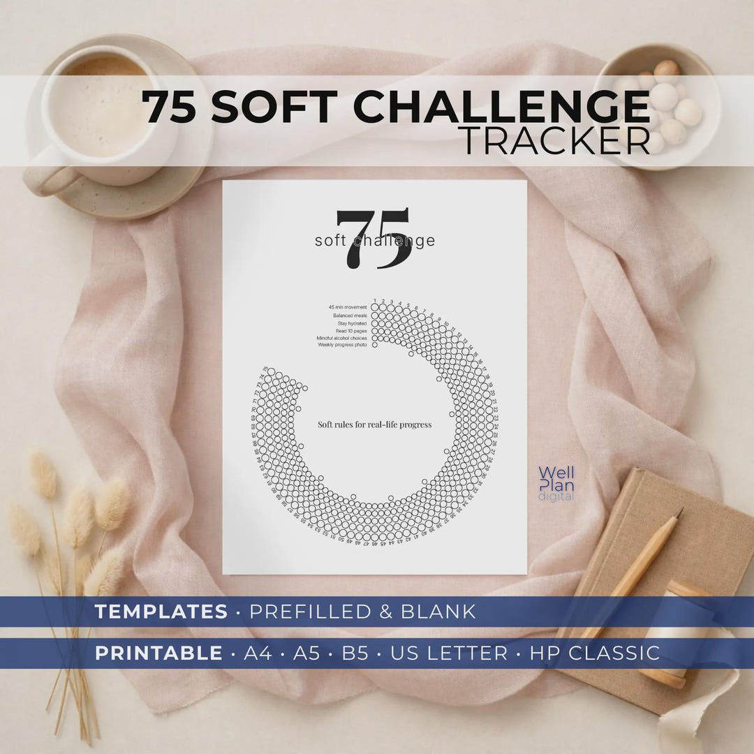 75 Soft Challenge Tracker | Printable Checklist, Habit Planner (digital ...