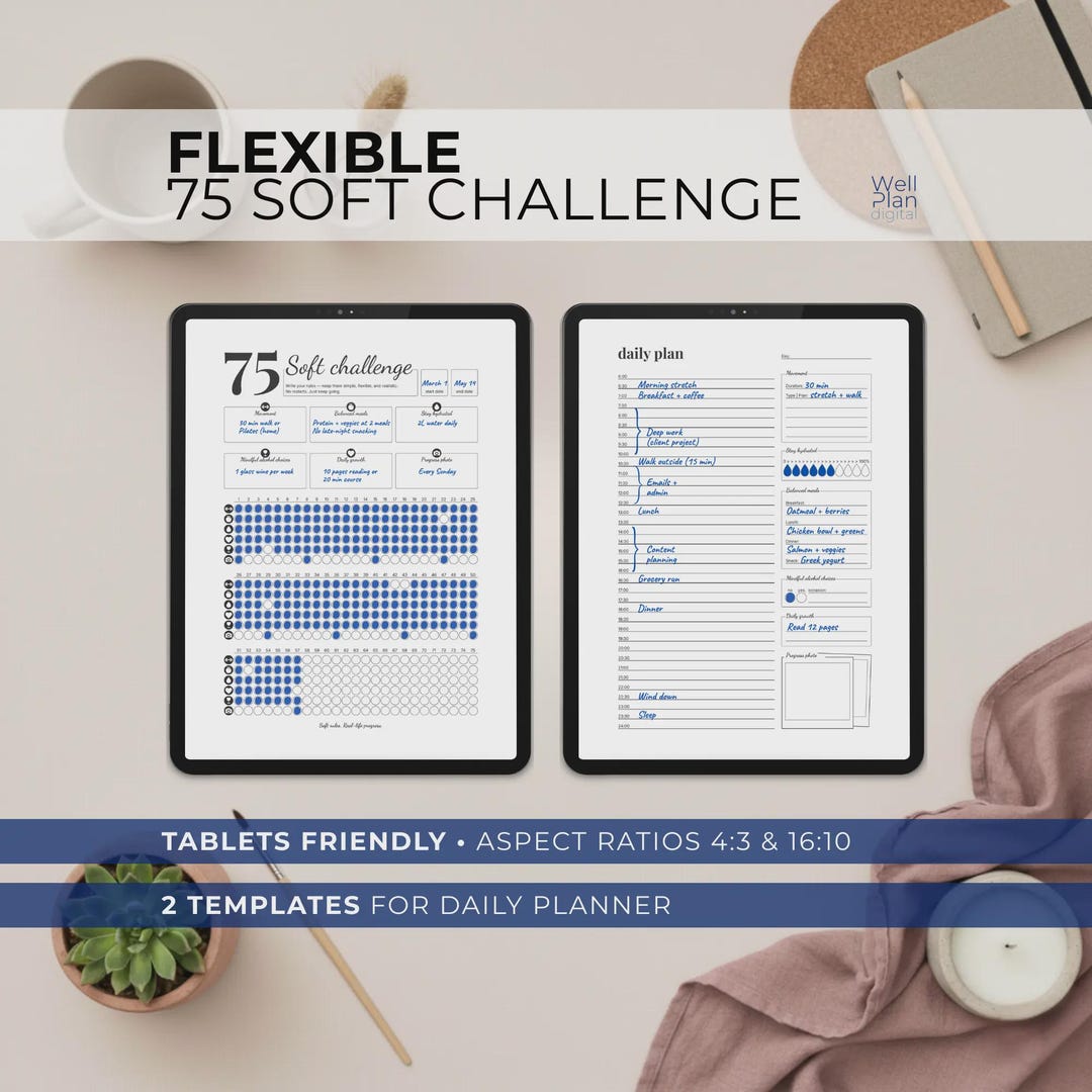 75 Soft Challenge | Digital Daily Habit Tracker Realistic Alternative ...