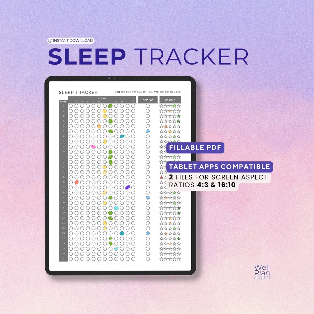 Monthly Sleep Tracker: Minimalist Sleep Log Journal (fillable PDF ...