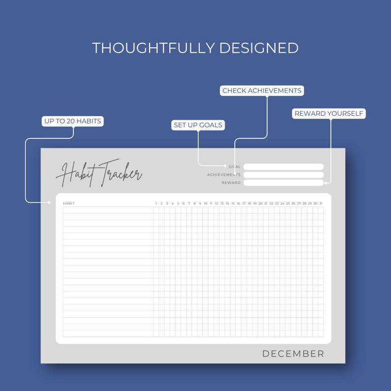 Monthly Habit Tracker Printable, Habit Tracker Template, Routine ...