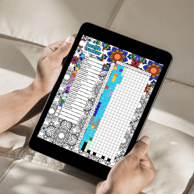 Digital Health Tracker: Coloring Page With Symptom Log (digital ...