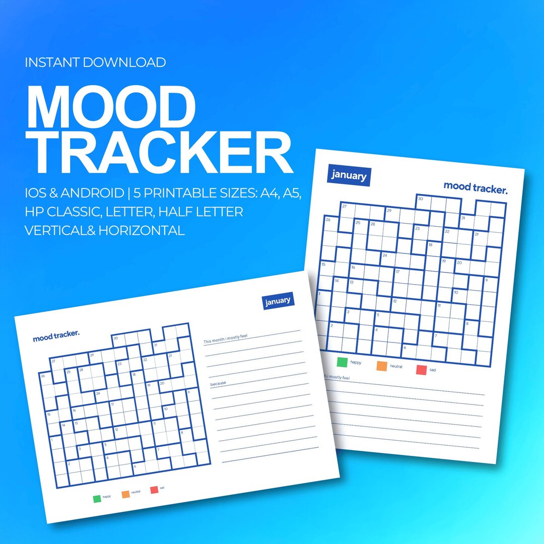 Mood Tracker Printable, Mood Journal, Emotion Tracker, Mental Health ...