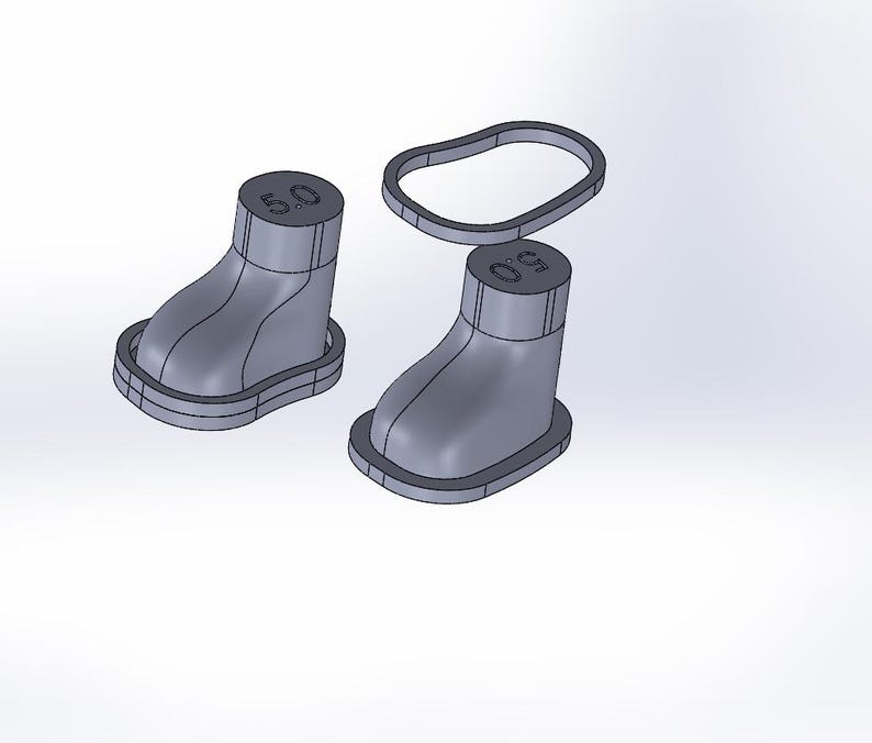 3D Printed Doll Shoe Mold Set: Digital Files for Miniature Shoes (5.0x3 ...