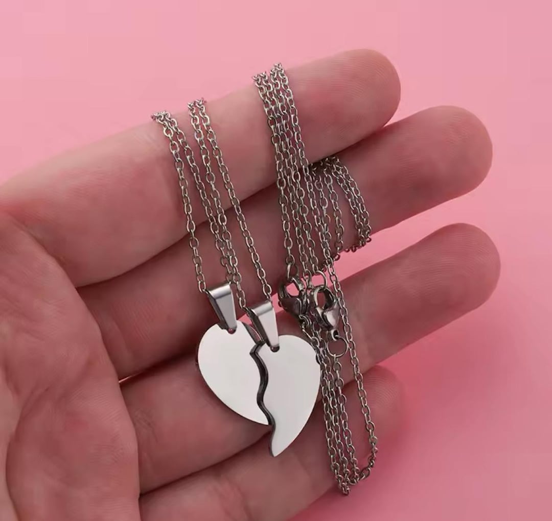 Half Broken Heart Necklace ,gold Heart Necklace , Valentines Day Gifts ...