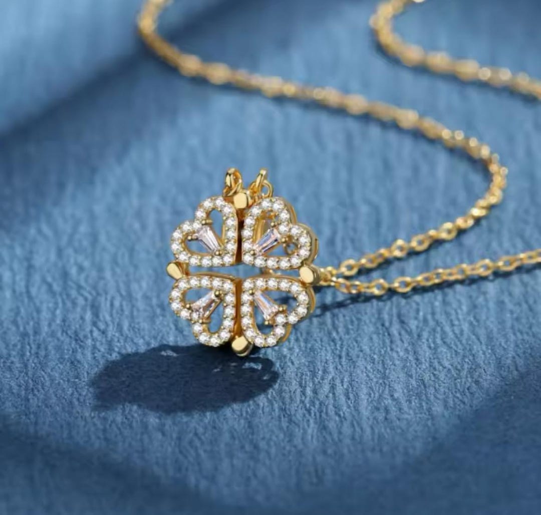 Magnetic Four Leaf Clover Design Necklace Lucky Charm Jewelry ...