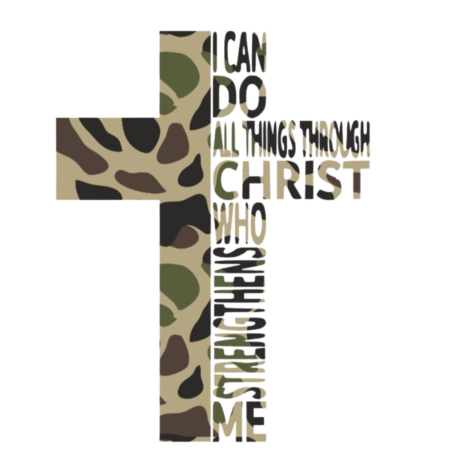 I Can Do All Things Through Christ Who Strengthens Me Camo Cross, PNG ...