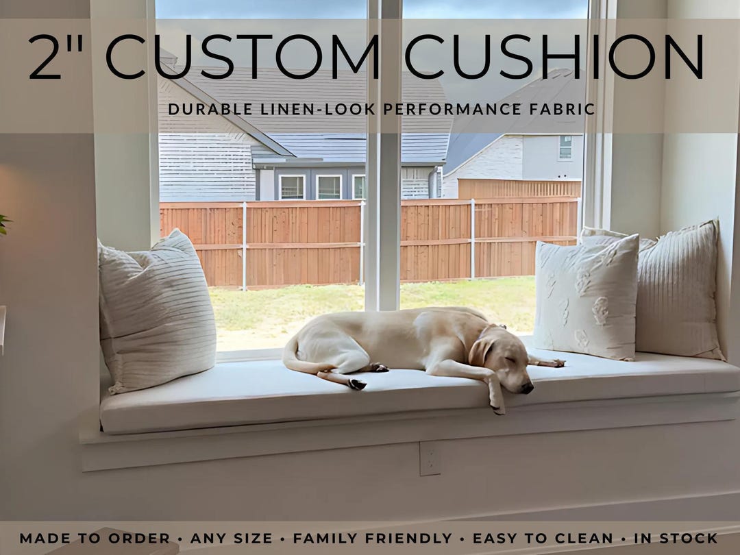 2" Custom Window Seat Cushion Bay Window Cushion in Performance Fabric ...