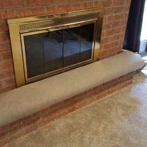 Custom Upholstered Fireplace Hearth Seat Cushion Baby Proof Fireplace ...