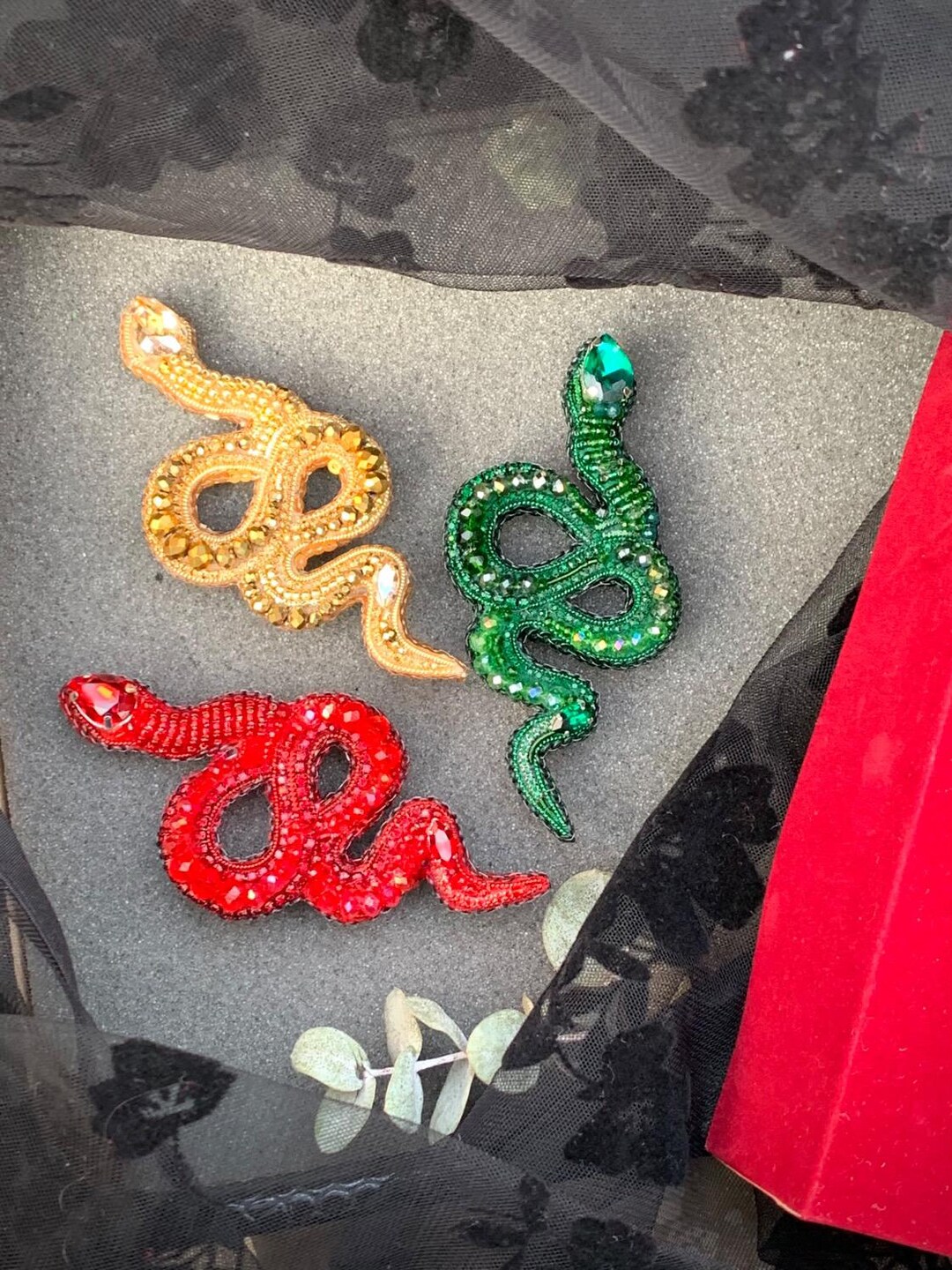 Handmade Beaded Snake Brooch: Gothic Serpent Pin, Year of the Snake - Etsy