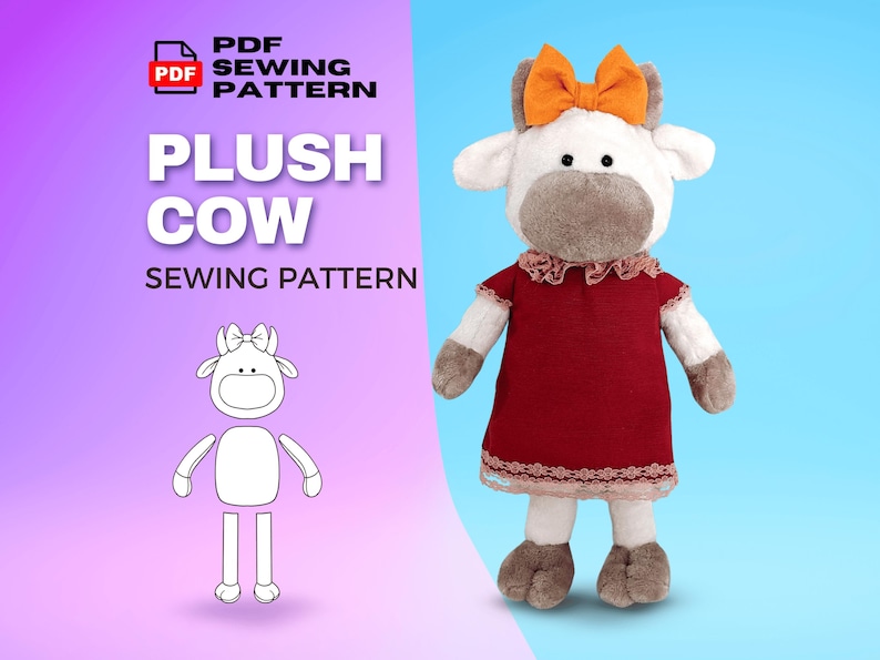 Cow Sewing Pattern - Plush Highland Cow Patterns - Memory Cow Pattern ...