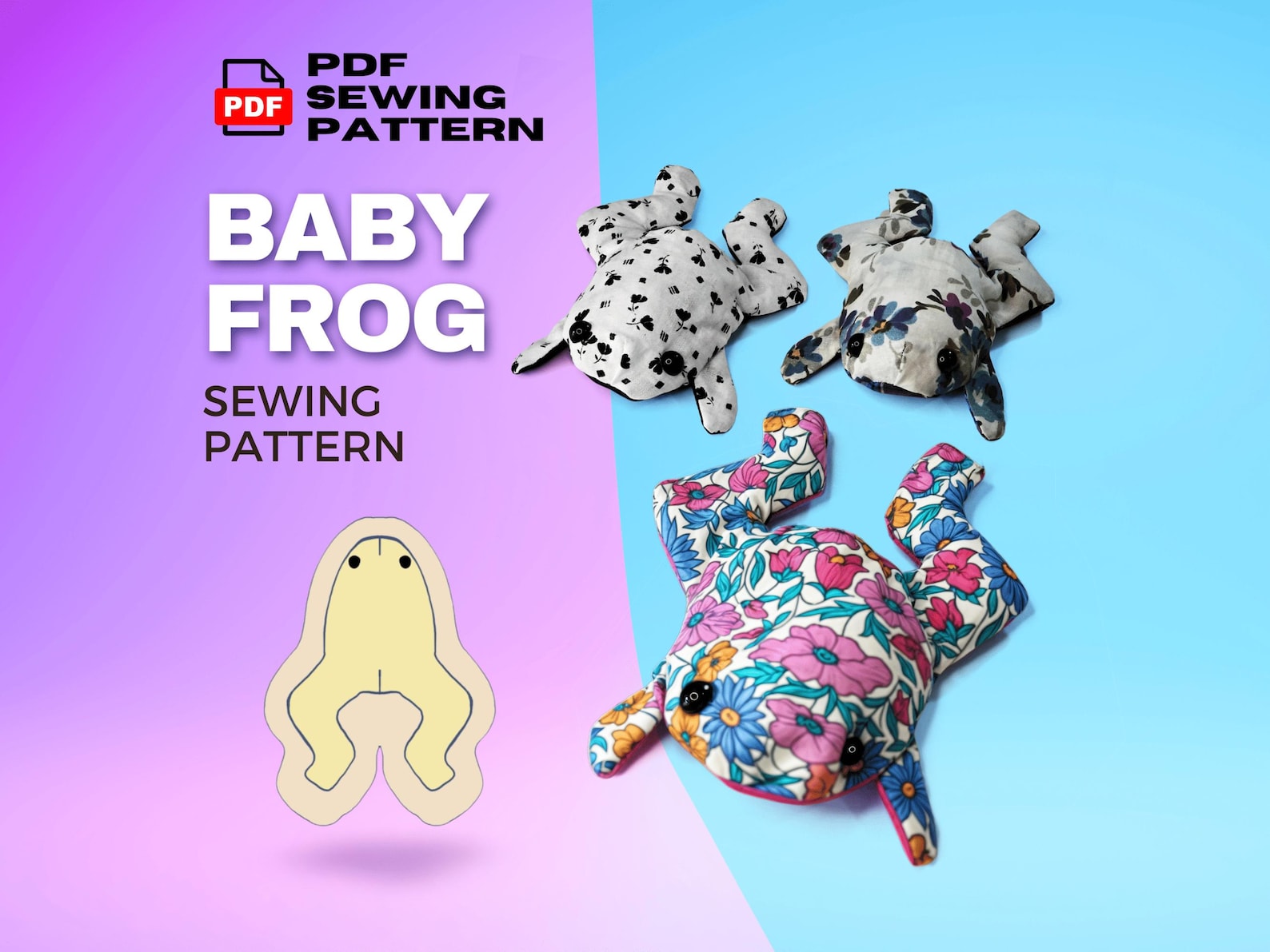 Baby Frog Sewing Pattern: Stuffed Toad Bean Bag Toy (digital PDF ...