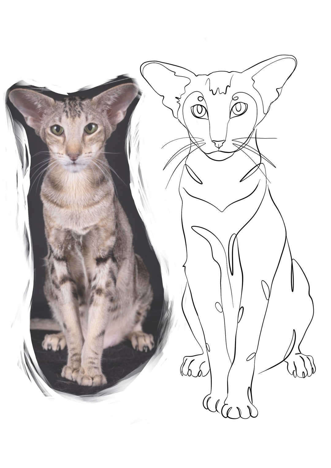 1 Pet/characters Portraits, One Line Dog Portrait, Cat Custom Portrait, Oneline Style Tattoo ...