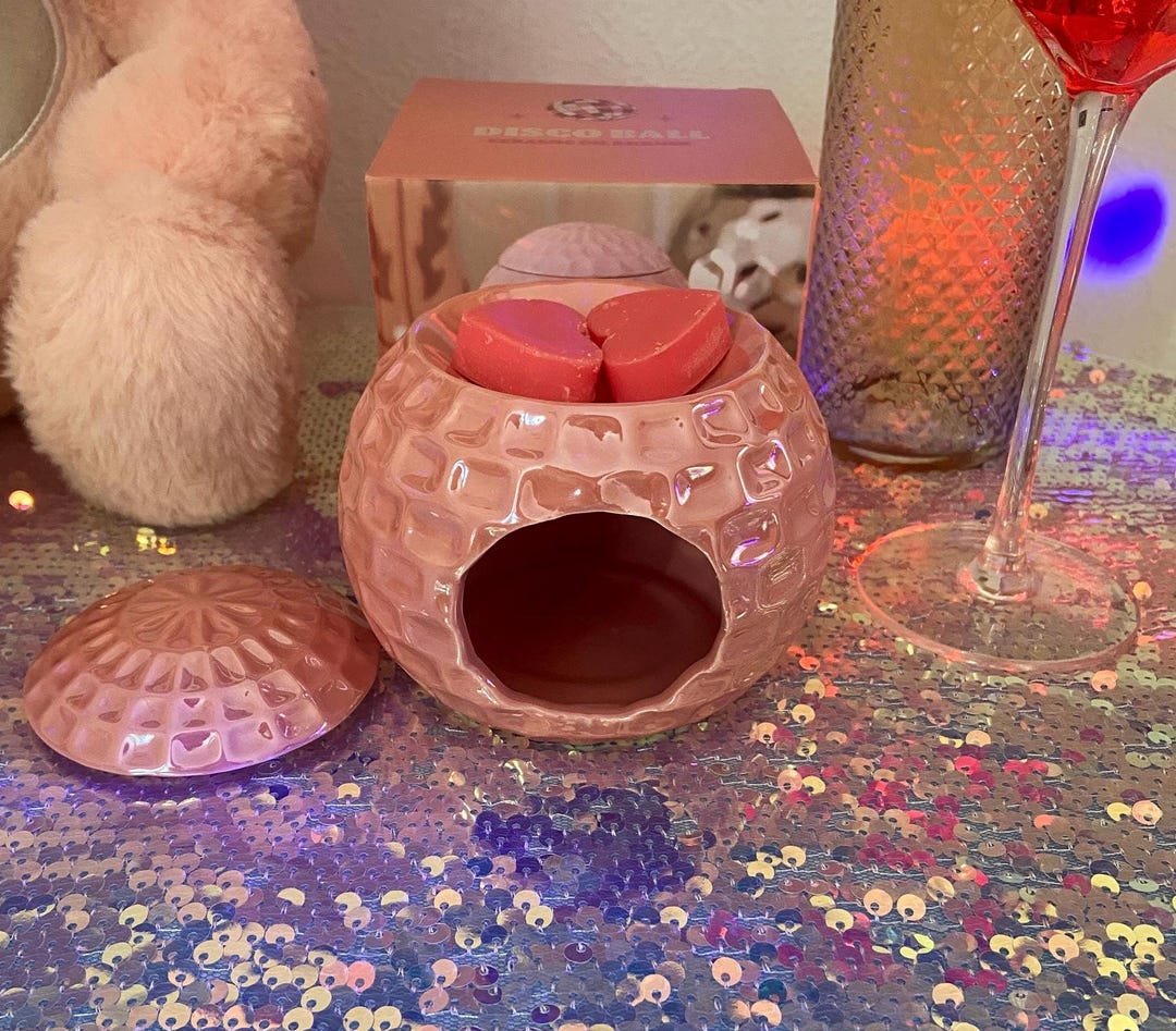 Pink Disco Ball Wax Burner – Retro Wax Melt Warmer, Sparkly Oil Burner ...