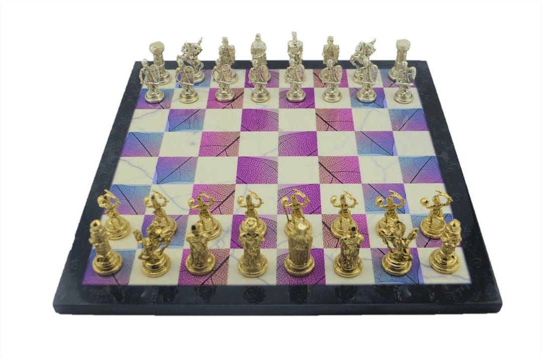 Handmade Metal Chess Set Medium Size With Ottoman & Byzantine Figures ...