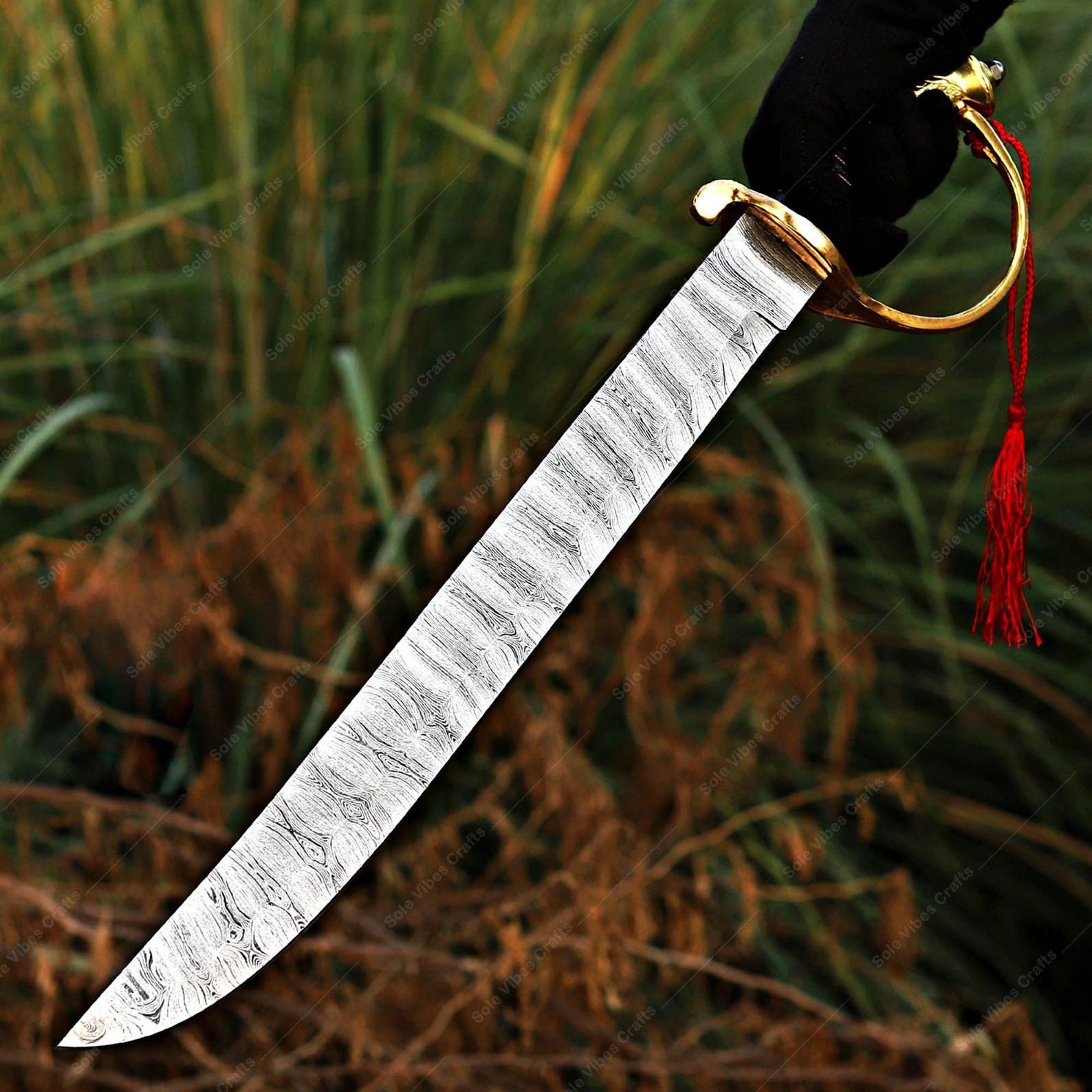 Damascus Steel Handmade Long Sword, Medieval Cosplay Viking Sword ...