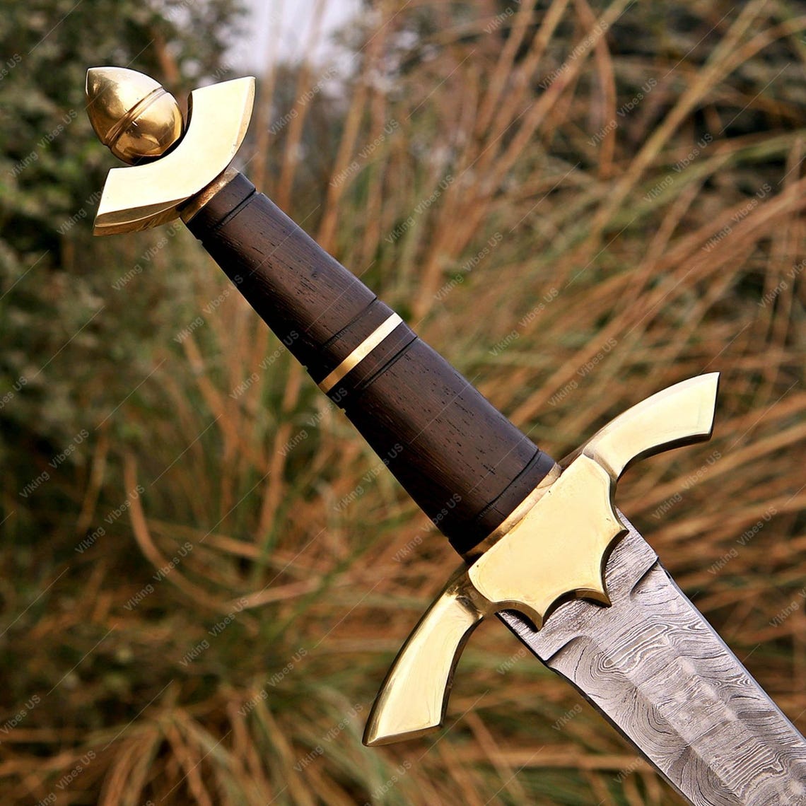 Damascus Steel Handmade Long Sword, Medieval Cosplay Viking Sword ...