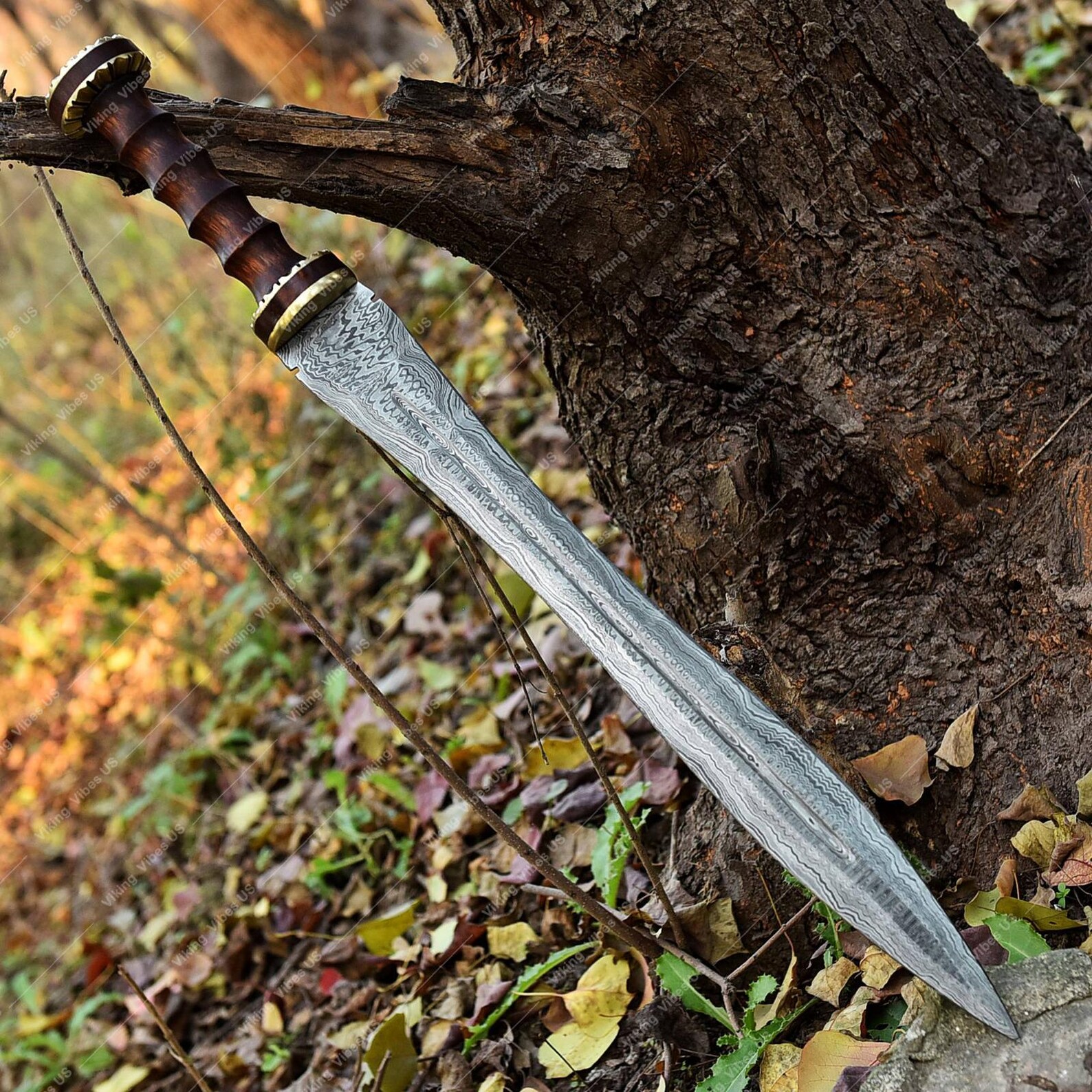 Damascus Steel Handmade Long Sword, Medieval Cosplay Viking Sword ...