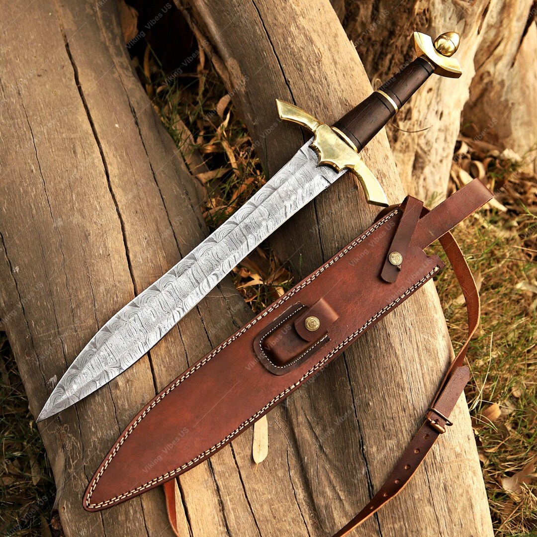 Damascus Steel Handmade Long Sword, Medieval Cosplay Viking Sword ...