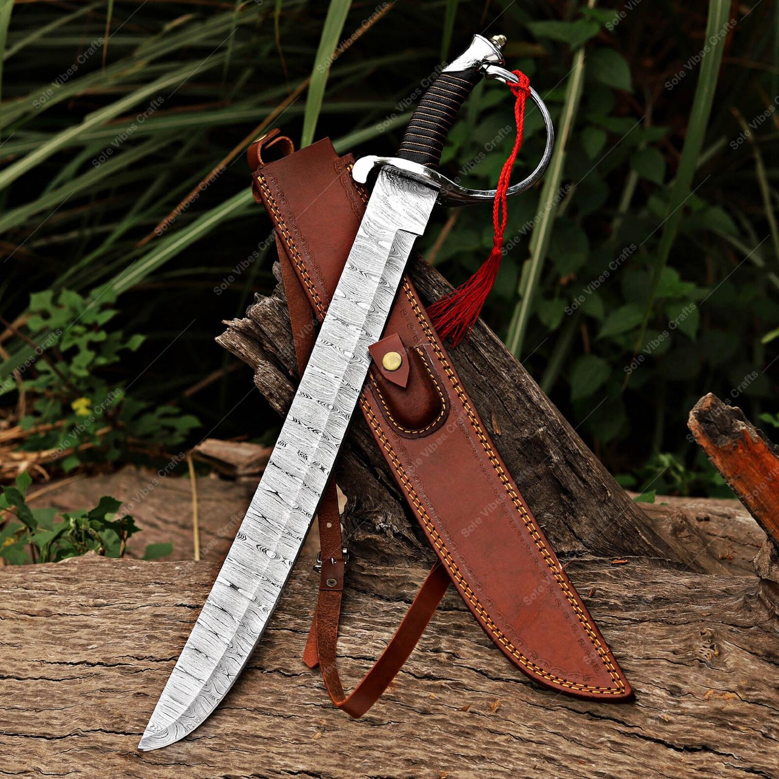 Damascus Steel Handmade Long Sword, Medieval Cosplay Viking Sword ...