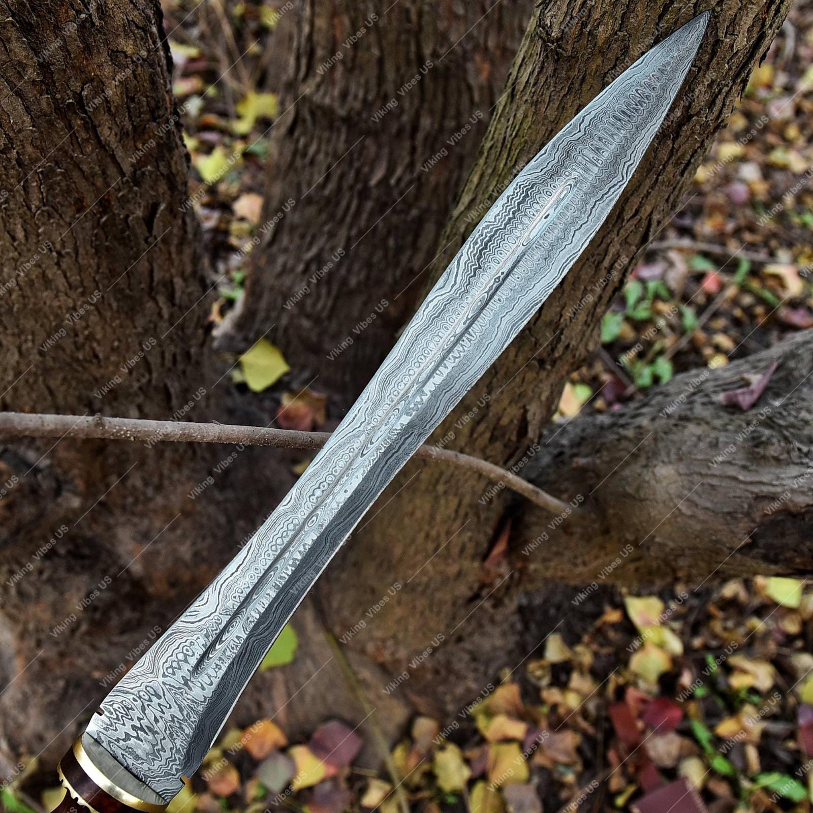 Damascus Steel Handmade Long Sword, Medieval Cosplay Viking Sword ...