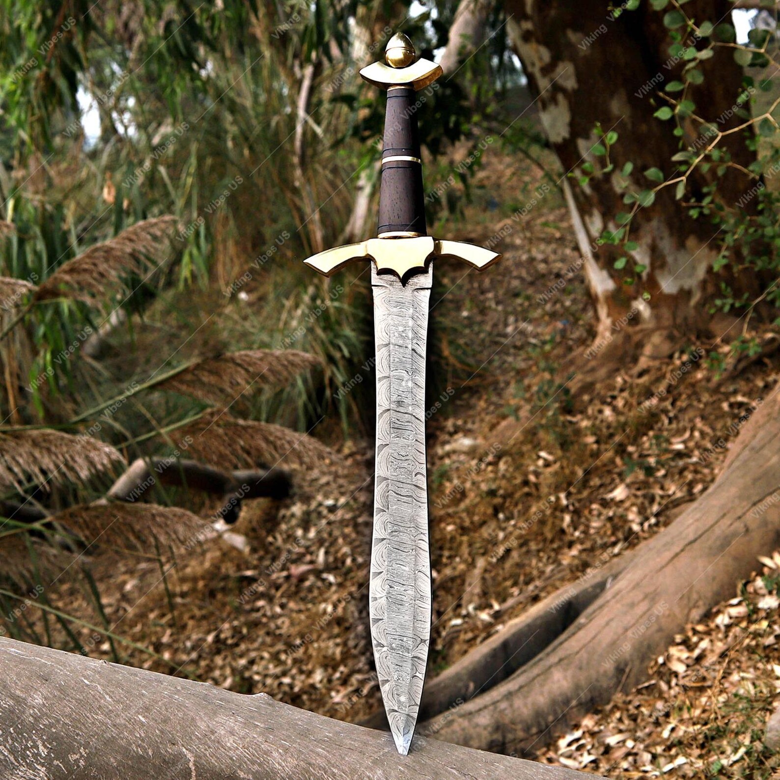 Damascus Steel Handmade Long Sword, Medieval Cosplay Viking Sword ...