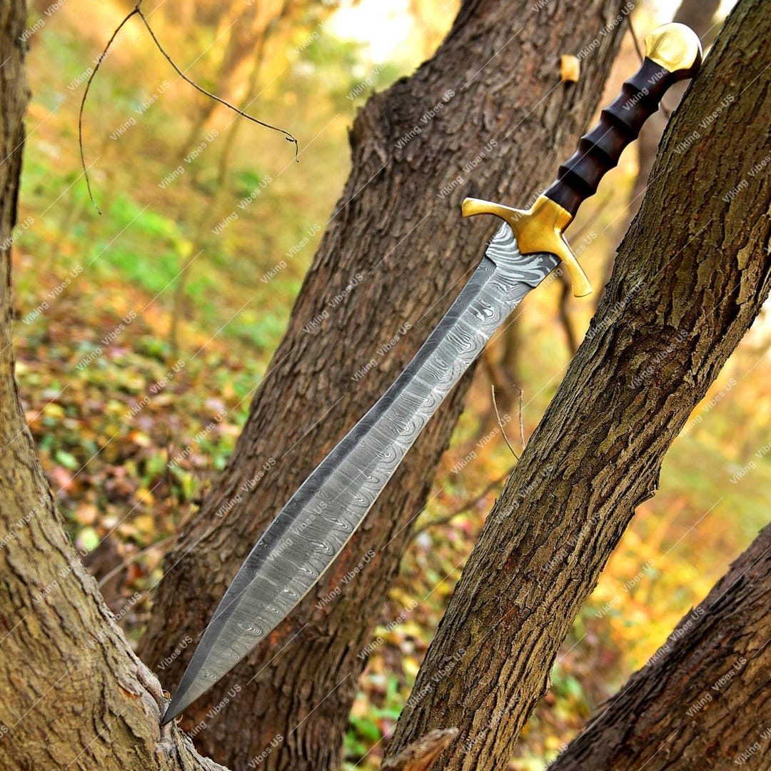Damascus Steel Handmade Long Sword, Medieval Cosplay Viking Sword ...